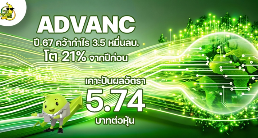 HotNews: ADVANC ปี67 คว้ากำไร 3.5 หมื่นลบ.โต 21% จากปีก่อน เคาะปันผลอัตรา 5.74 บาทต่อหุ้น ...